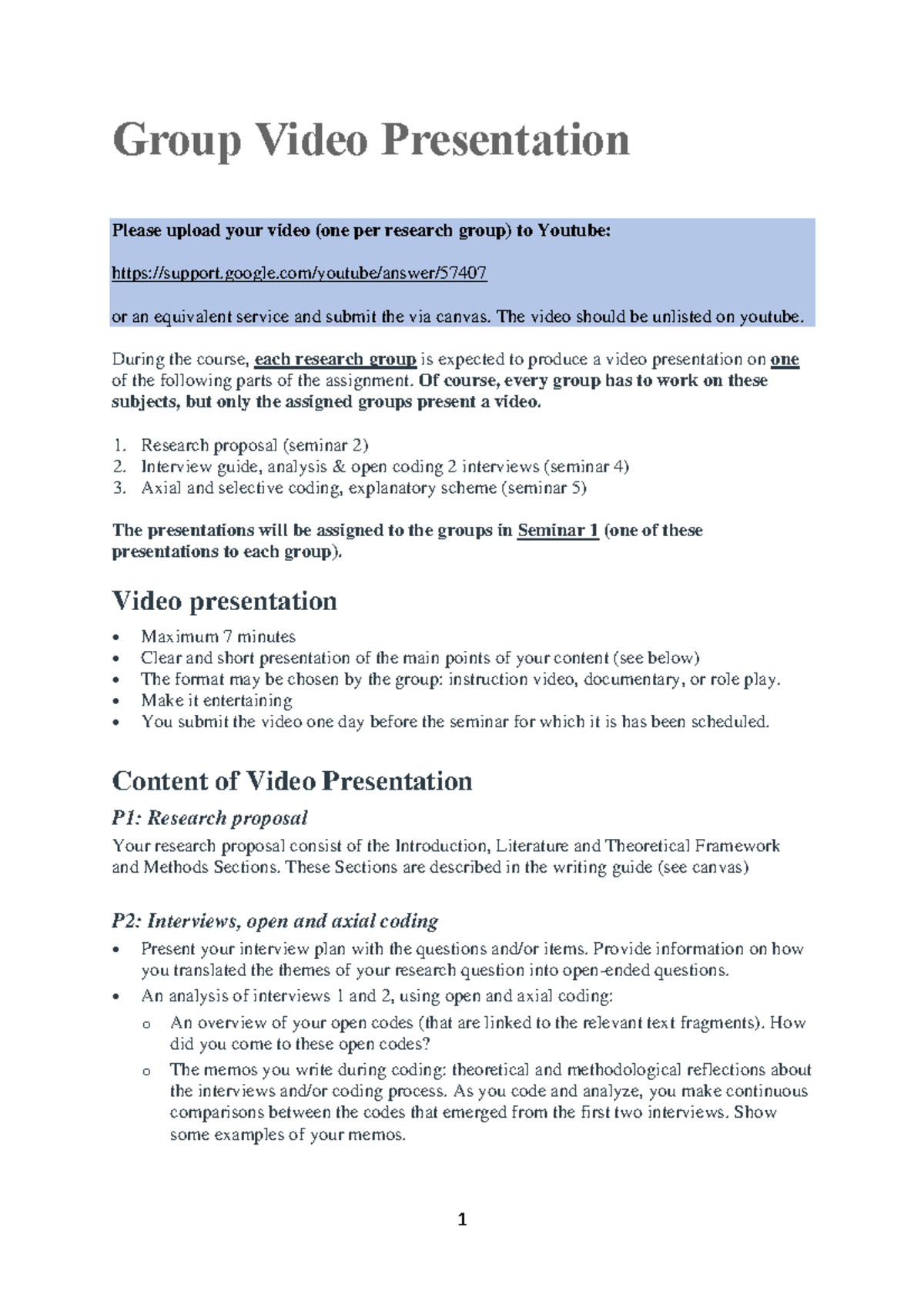 4 Instruction Group Video Presentation - 1 Group Video Presentation ...