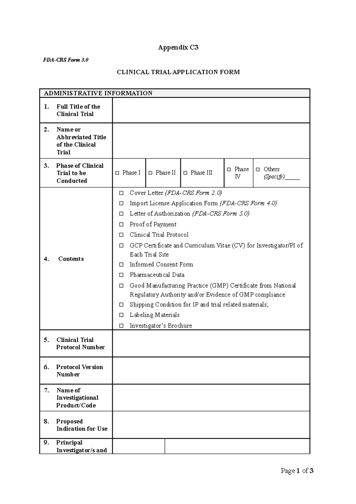 Appendix C3 - kmiukr6byt5 - Appendix C FDA-CRS Form 3. CLINICAL TRIAL ...