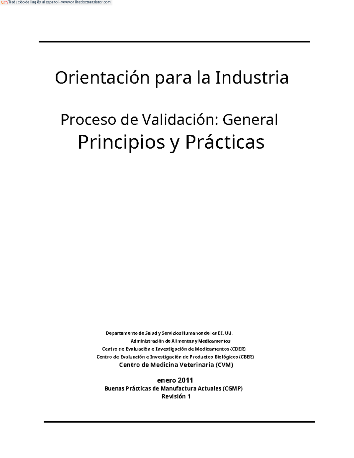 Process Validation General Principles and Practices - Orientación para ...