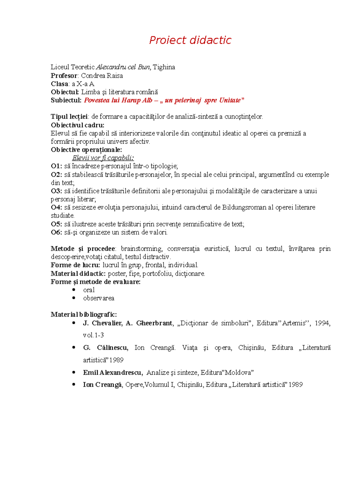 117 proiect didactic - aergtfrdh - Proiect didactic Liceul Teoretic ...