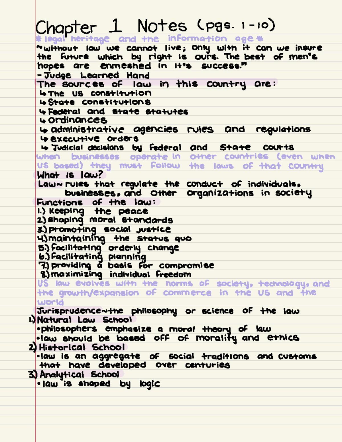 Business Law And Ethics - Chapter 1 Notes Cpgs. I - to) * legal ...