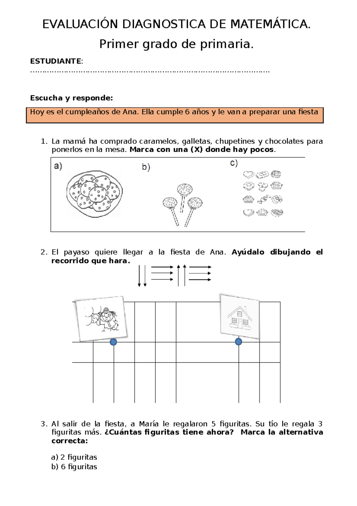Evaluación Diagnostica DE Matemática - EVALUACIÓN DIAGNOSTICA DE ...