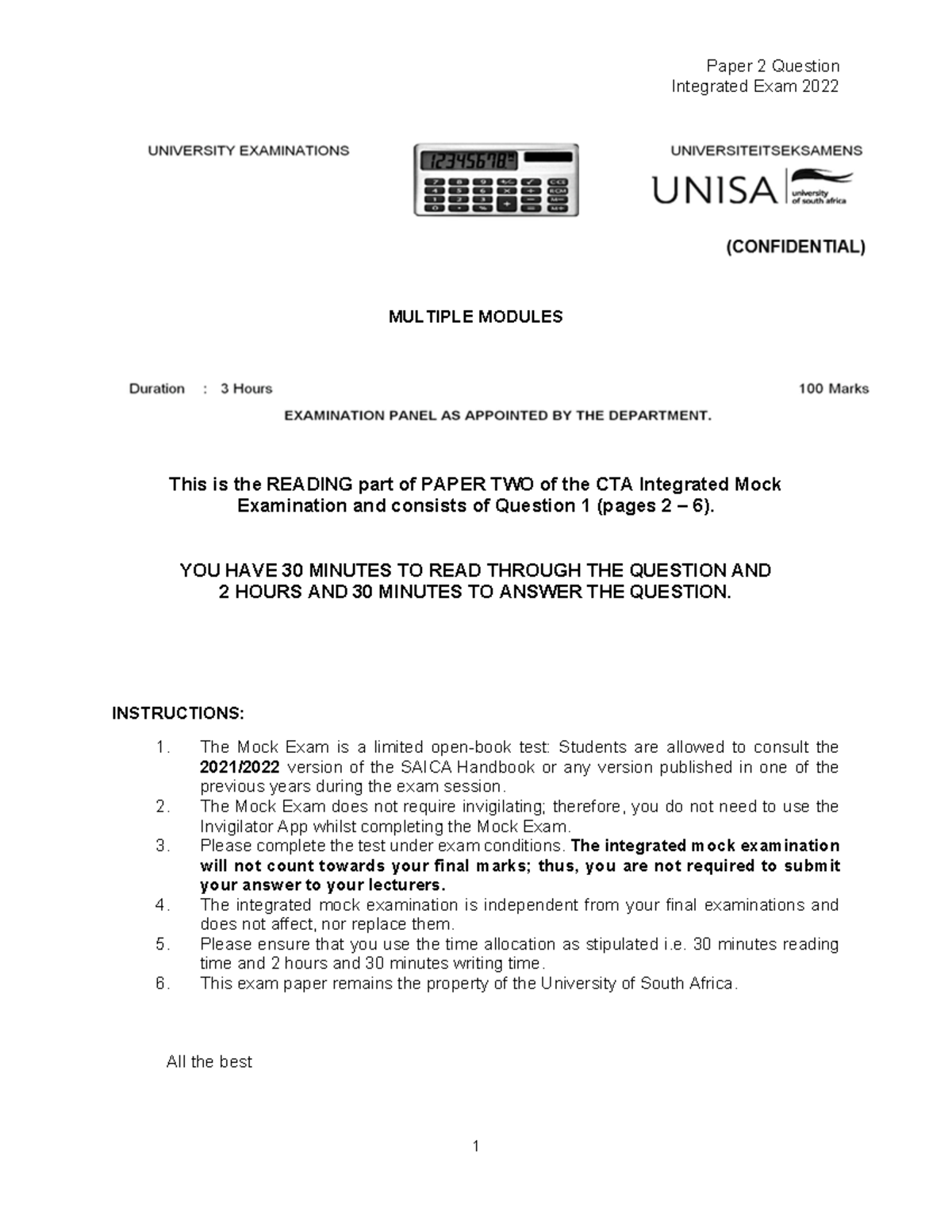Paper 2 Integrated Exam - Integrated Exam 2022 MULTIPLE MODULES This is ...