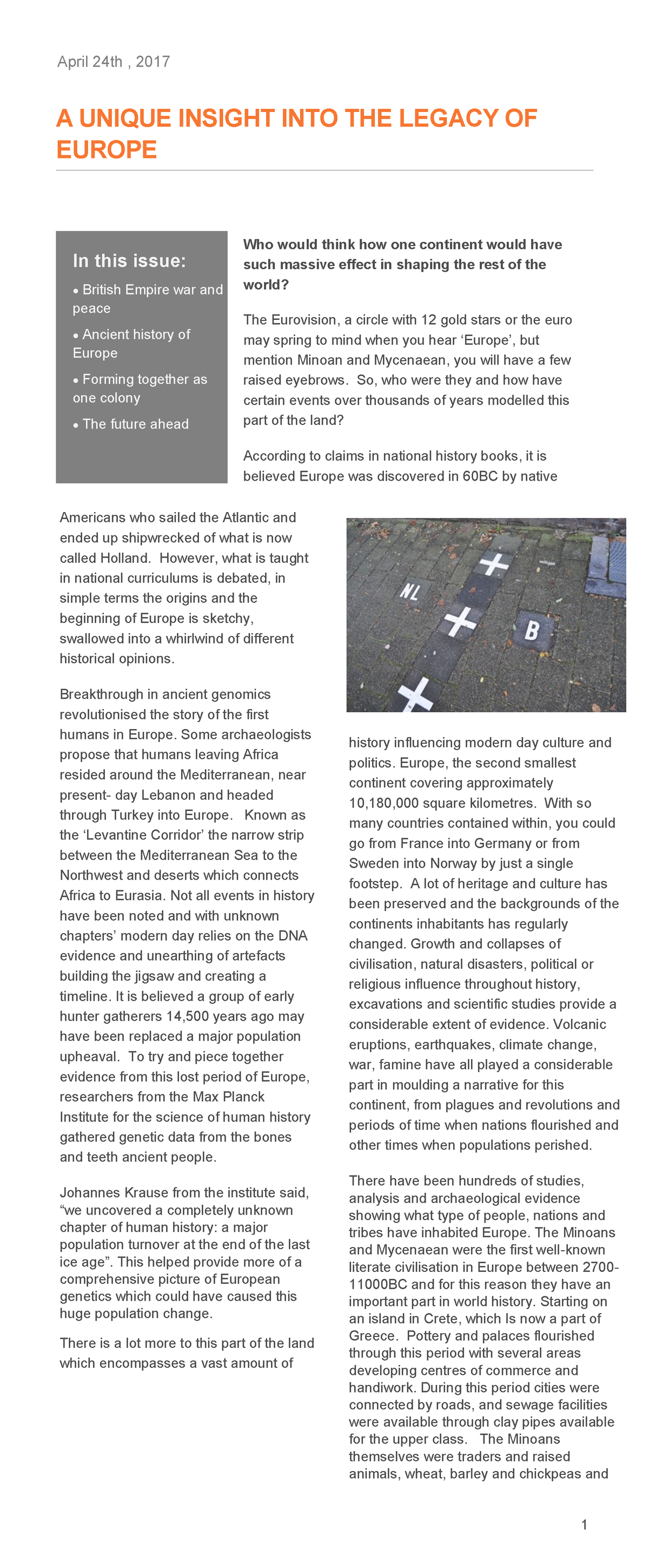 Magazine article - April 24th , 2017 A UNIQUE INSIGHT INTO THE LEGACY ...