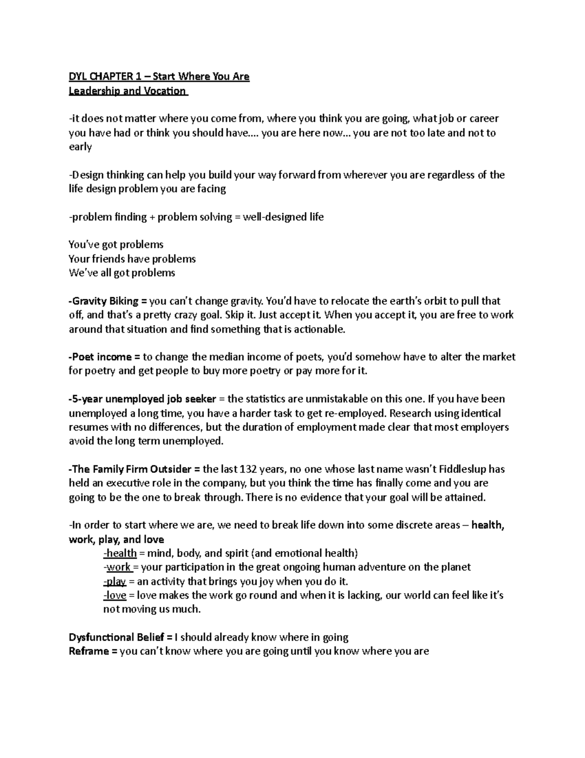 DYL Chapter 1 Notes - DYL CHAPTER 1 – Start Where You Are Leadership ...