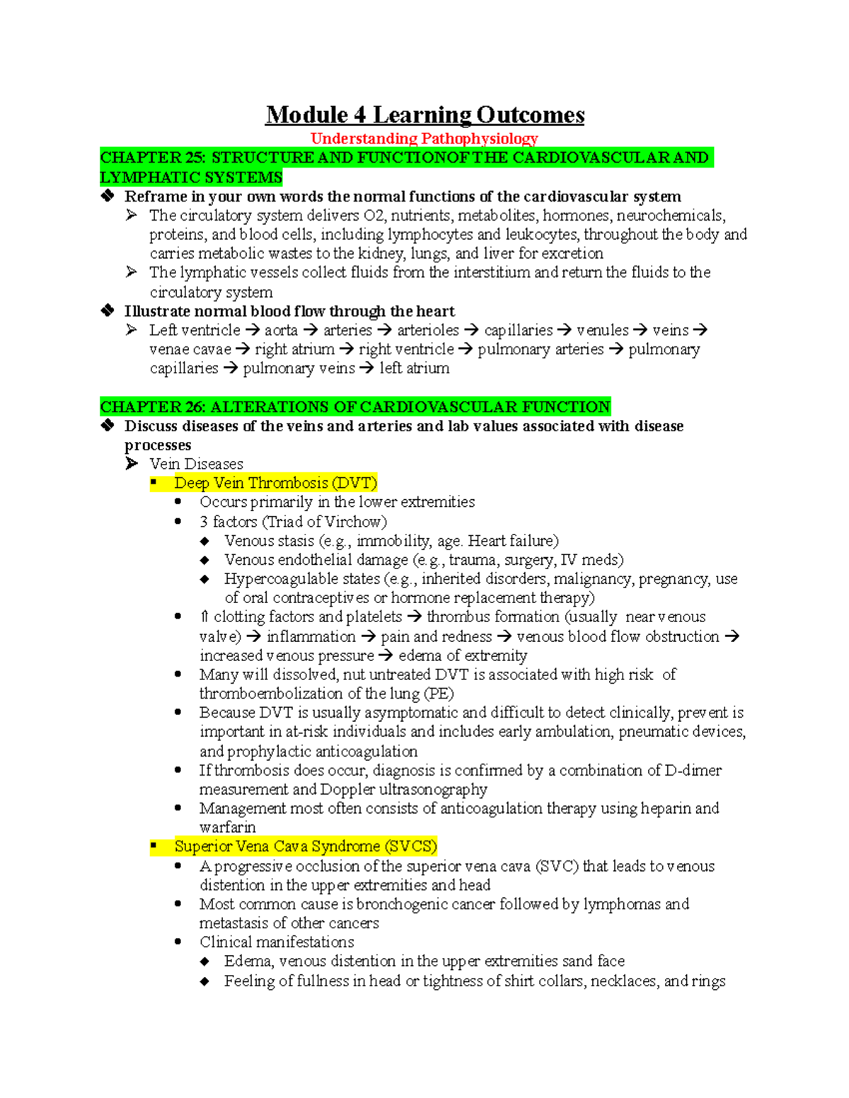 Module 4 Learning Outcomes - Module 4 Learning Outcomes Understanding Pathophysiology CHAPTER 25 ...