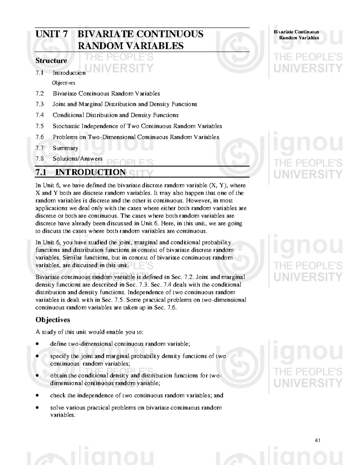 Unit-7 - Statistics - UNIT 7 BIVARIATE CONTINUOUS RANDOM VARIABLES ...
