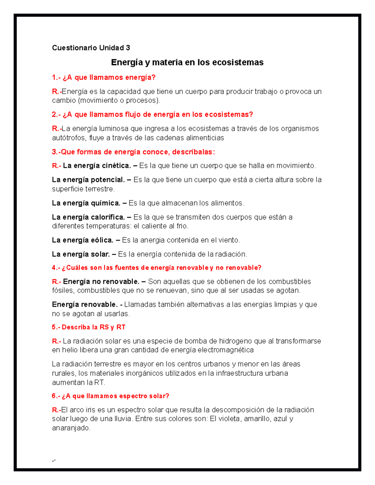 Cuestionario Unidad 3 - EFE - Cuestionario Unidad 3 Energía y materia ...