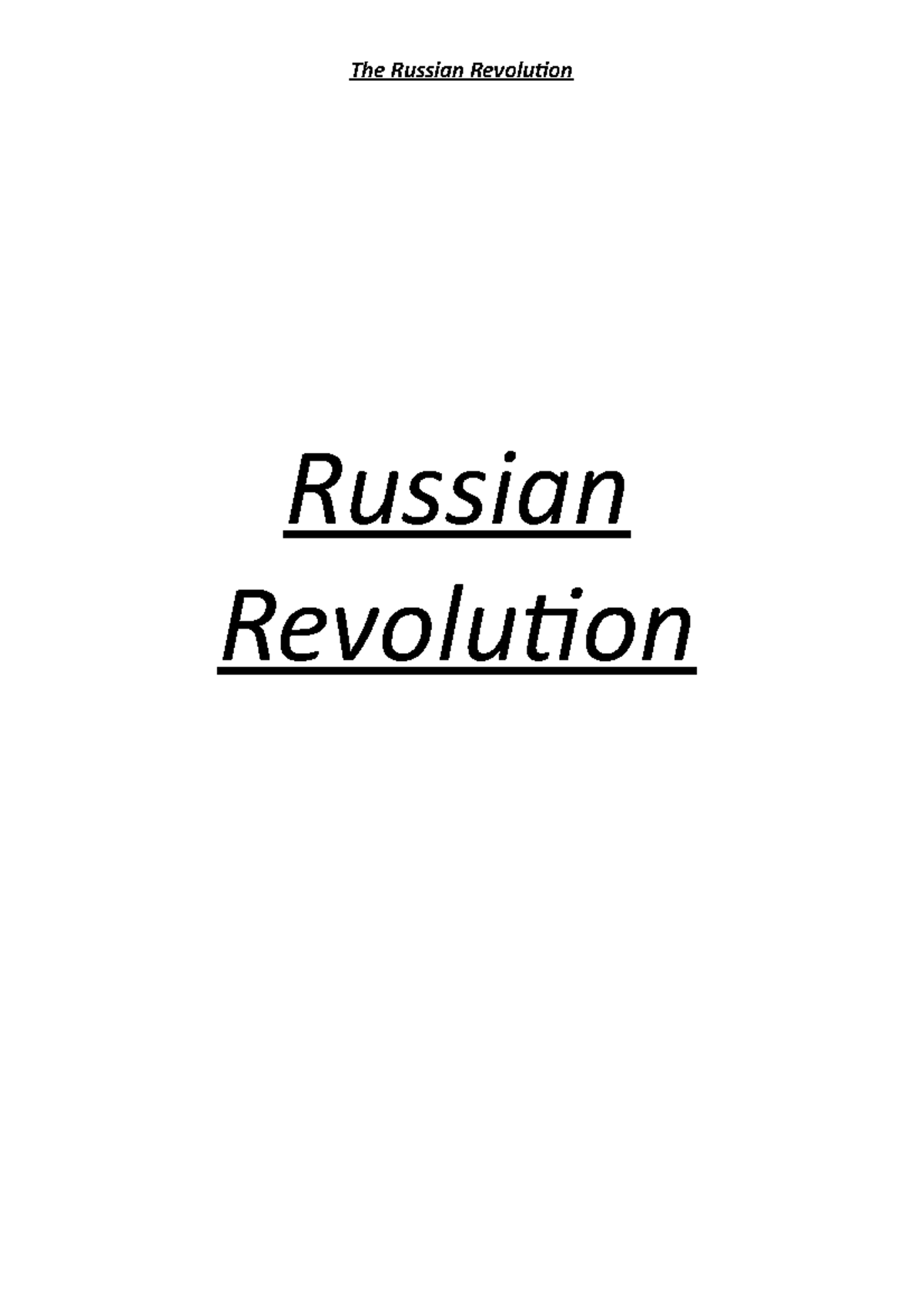 Russian Revolution notes - Studocu