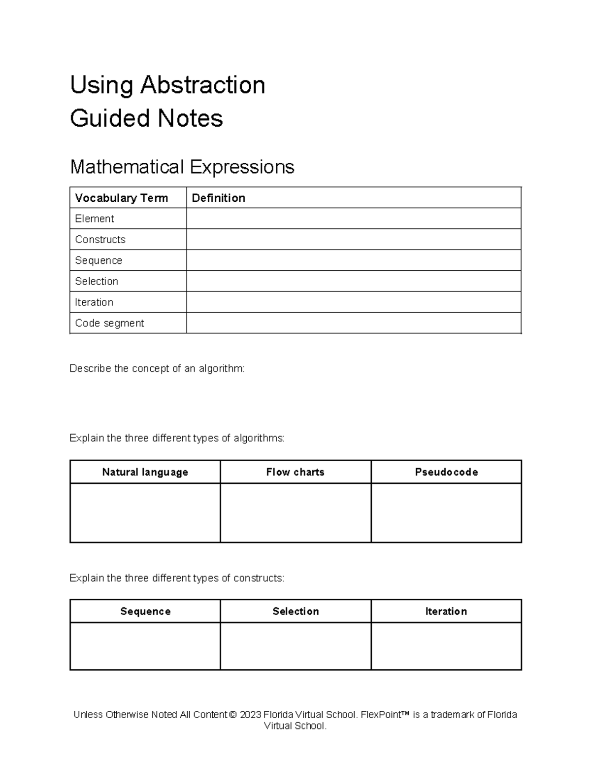 Guided Notes 03 Using Abstraction Using Abstraction Guided Notes