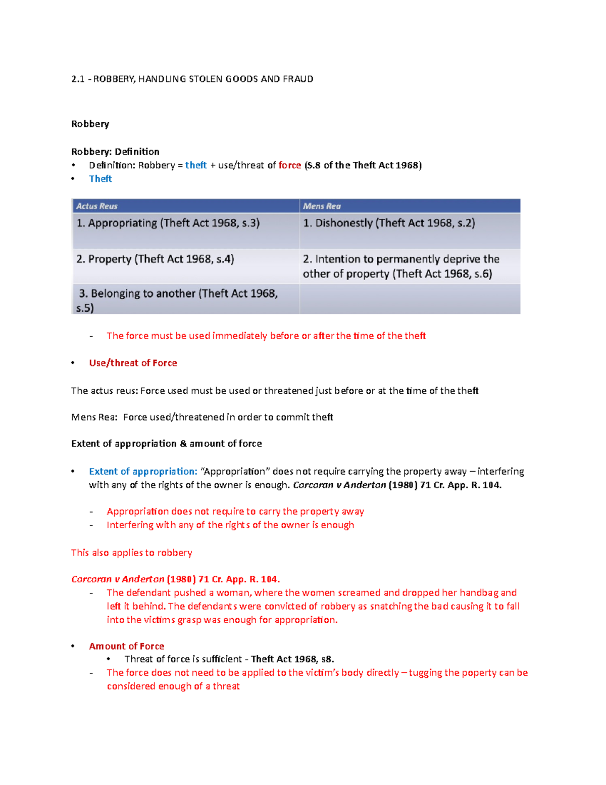2.1 - robbery, handling stolen goods and fraud - 2 - ROBBERY, HANDLING ...