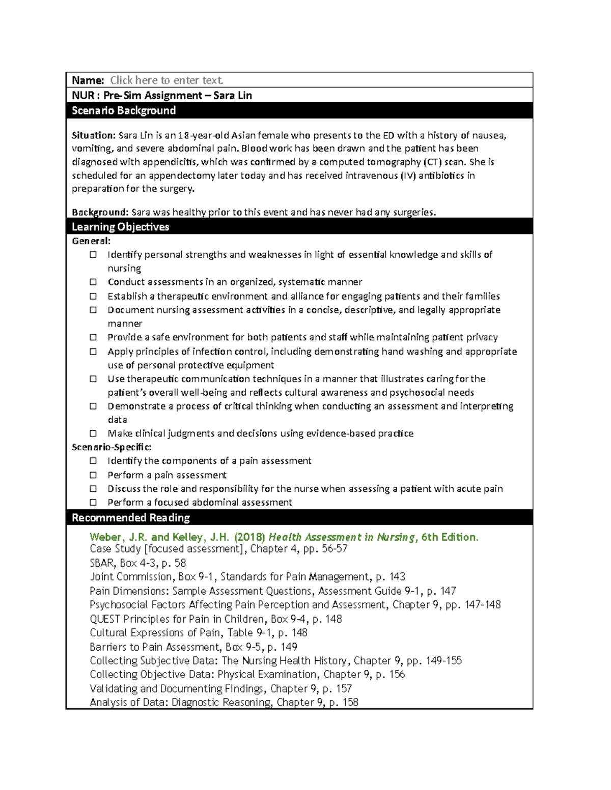 Sara Lin pre-sim - The point VSIM assignment - Name: Click here to ...