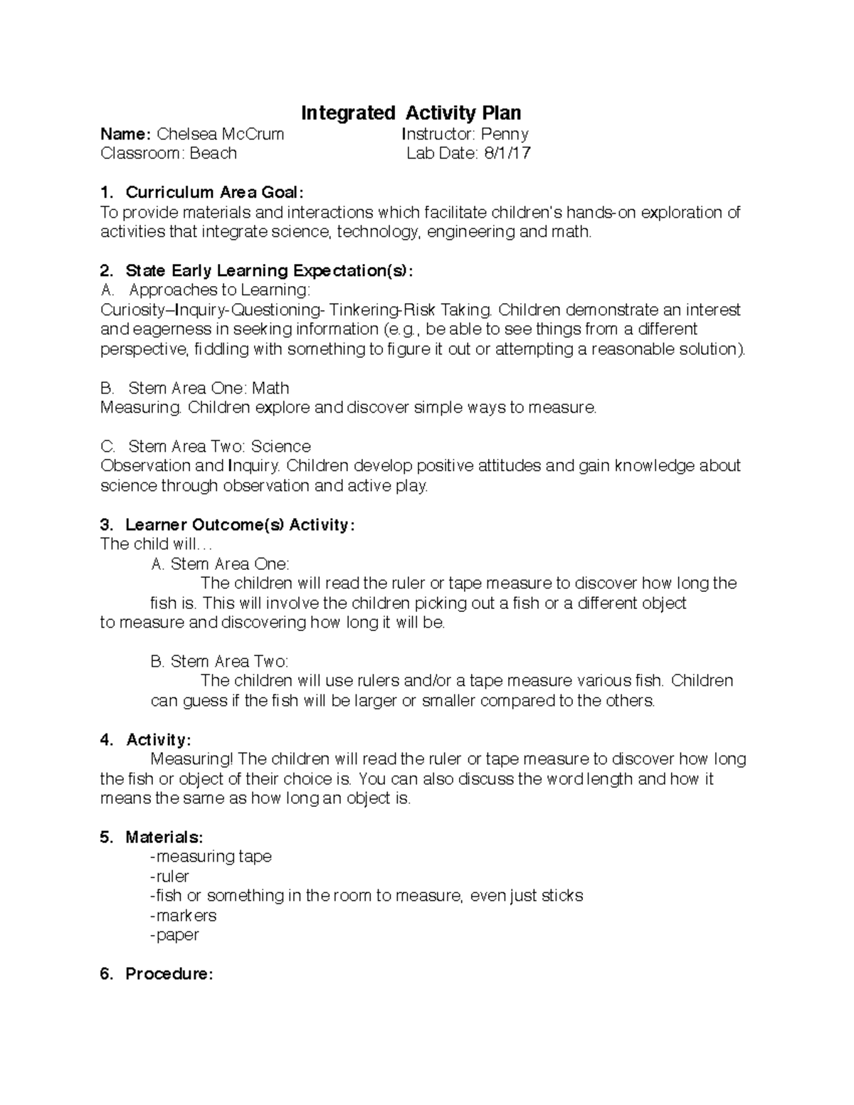 CD 229- Inegrated activity plan - Integrated Activity Plan Name ...