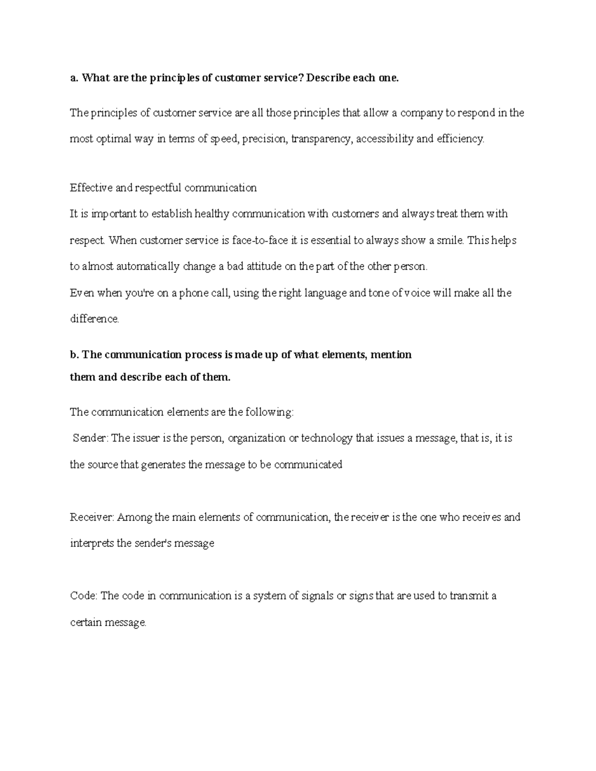 Fase 2 servicio al cliente - a. What are the principles of customer ...