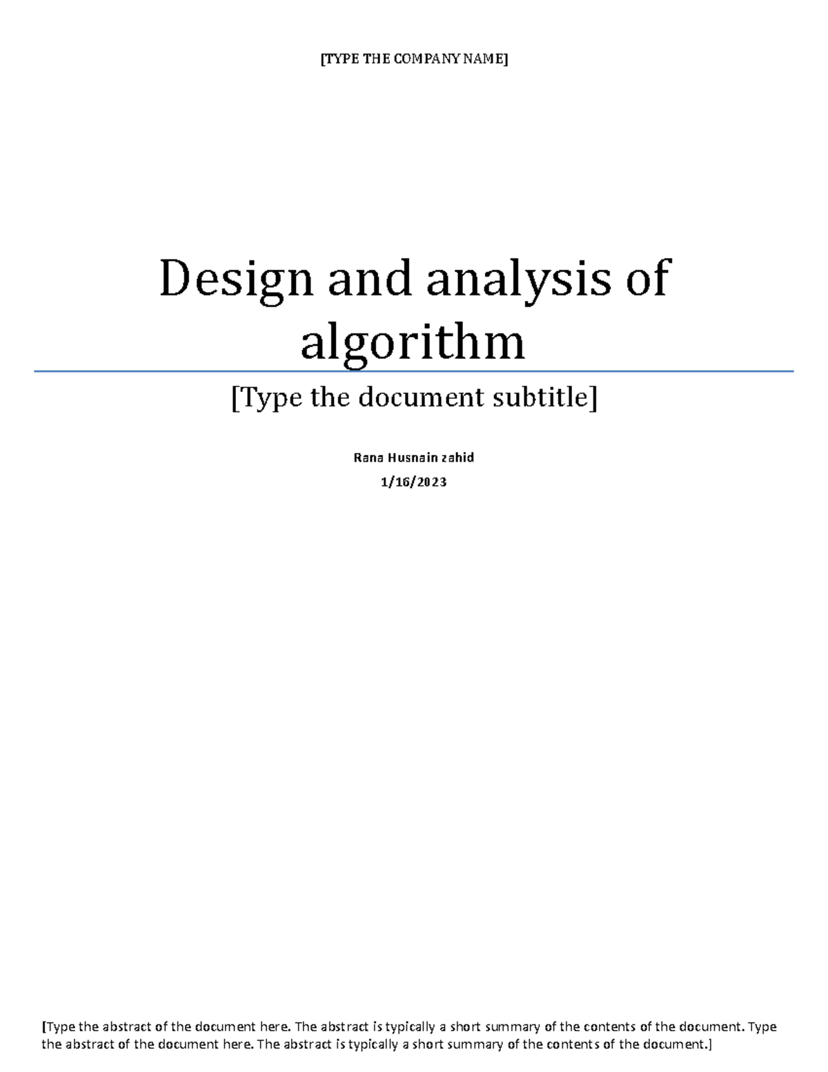 Assignment 3 26506 - NO Descriptiion - [TYPE THE COMPANY NAME] Design and analysis of algorithm ...