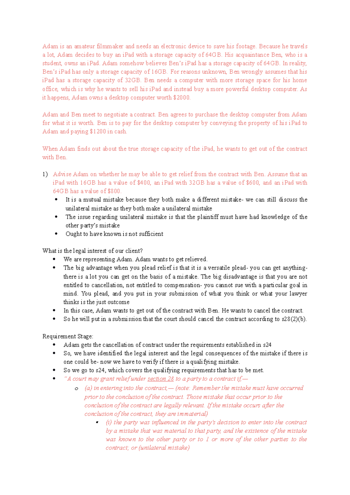 Riffel- Exercise on Mistake - Adam is an amateur filmmaker and needs an ...