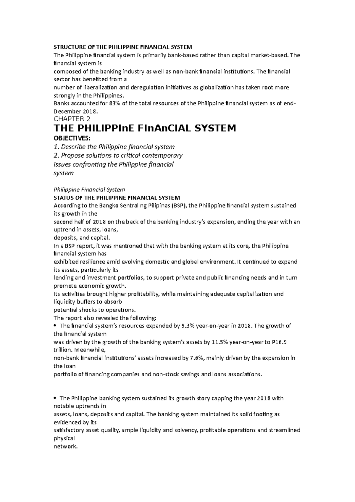 Structure OF THE Philippine Financial System - STRUCTURE OF THE ...
