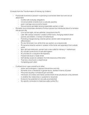 Intimacy, Pure Relationship and Confluent Love - Assignment 1 Overview ...