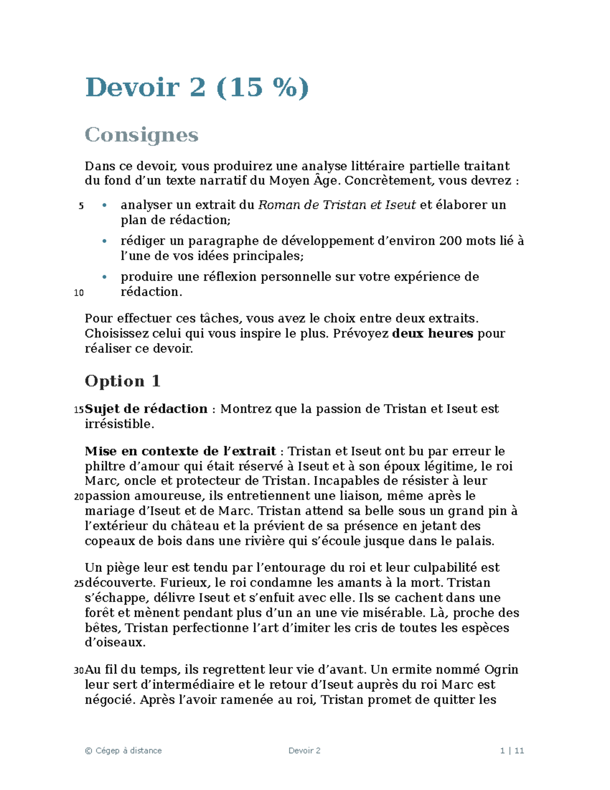 Devoir 2 - francais - Devoir 2 (15 %) Consignes Dans ce devoir, vous produirez une analyse - Studocu