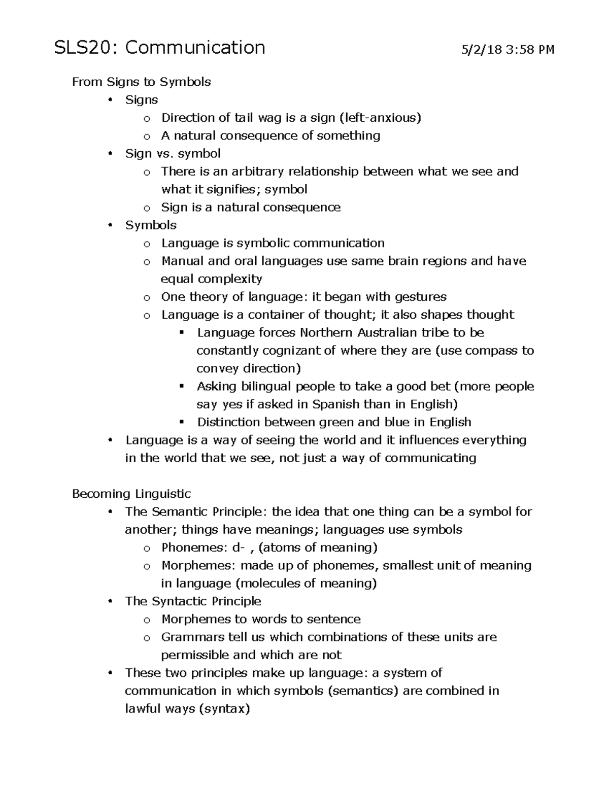 Communication Lecture - SLS20: Communication 5/2/18 3:58 PM From Signs ...
