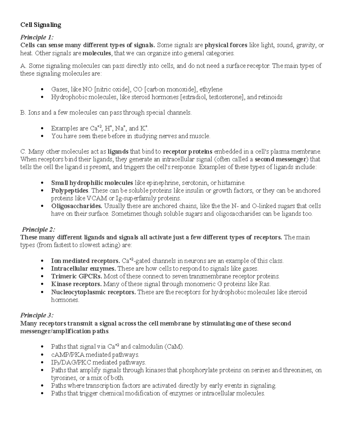 Cell bio topic 10 signaling - Cell Signaling Principle 1: Cells can ...