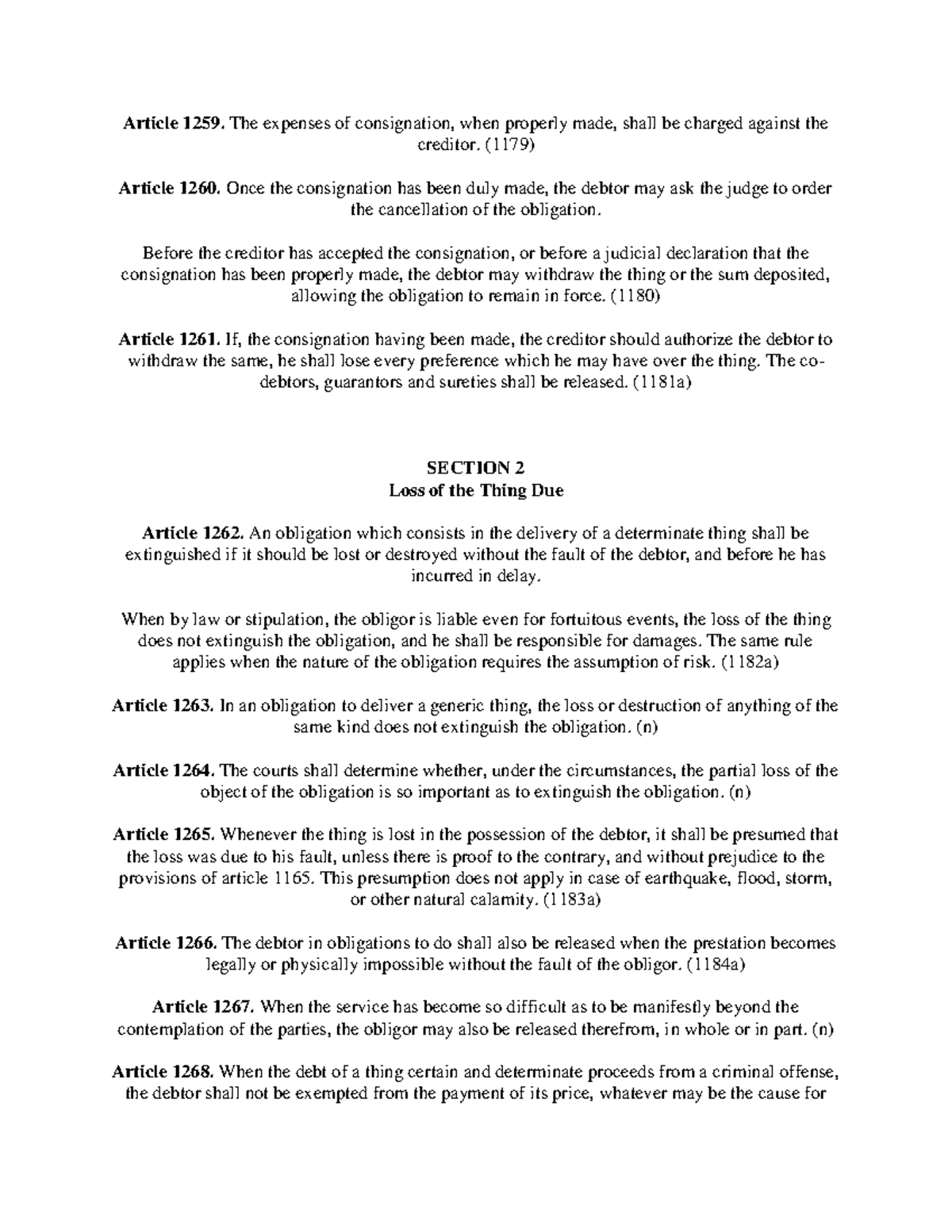PHL50160-62 - n/a - Article 1259. The expenses of consignation, when ...