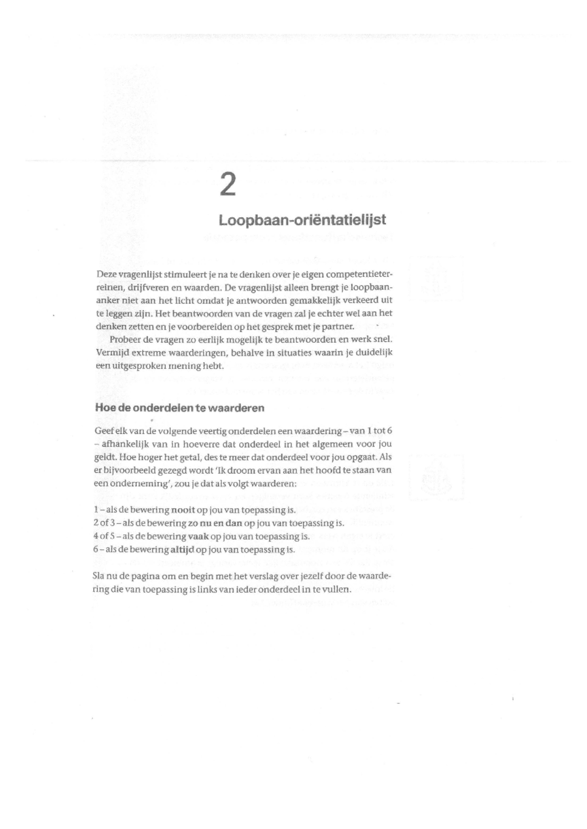 Loopbaanankers Schein - 2 ####### Loopbaan-oriëntatielijst D e z e vra g e nli js t s ti m u l ...