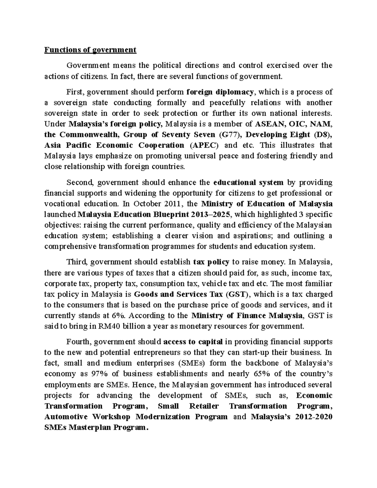 Functions of Government - In fact, there are several functions of ...