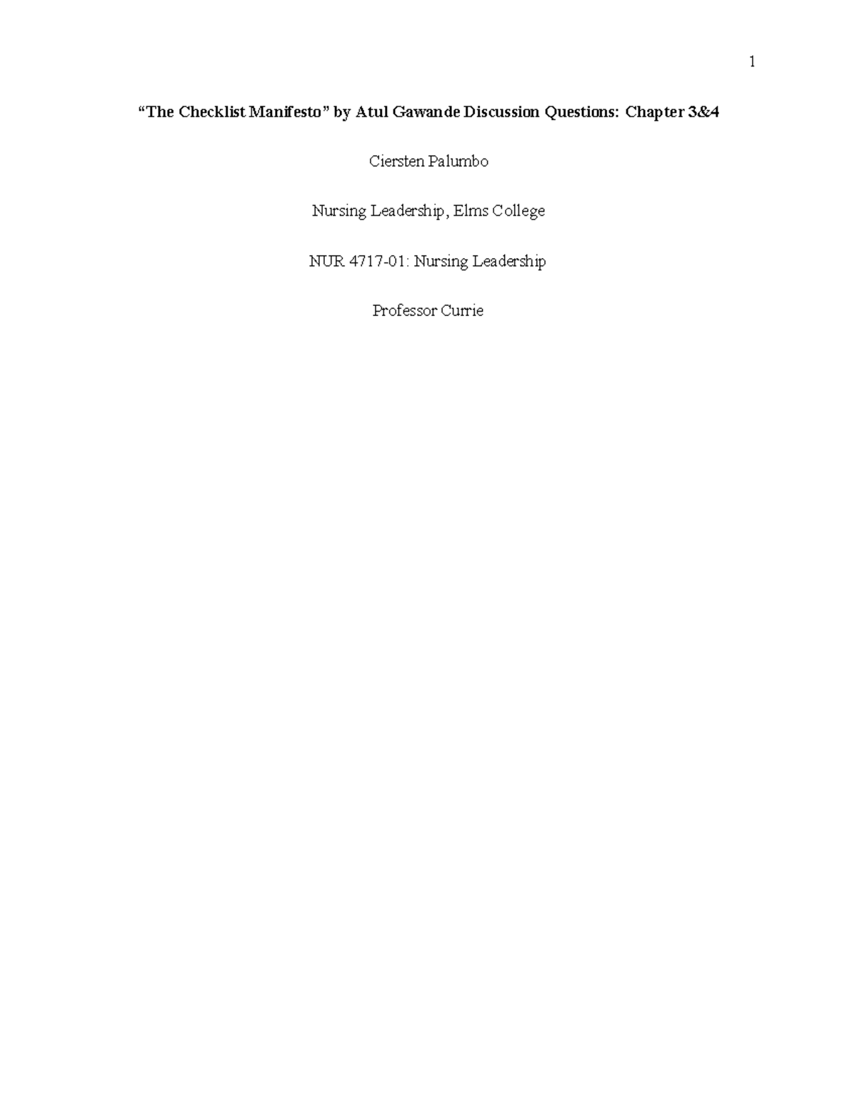 The Checklist Manifesto 2 - “The Checklist Manifesto” by Atul Gawande ...
