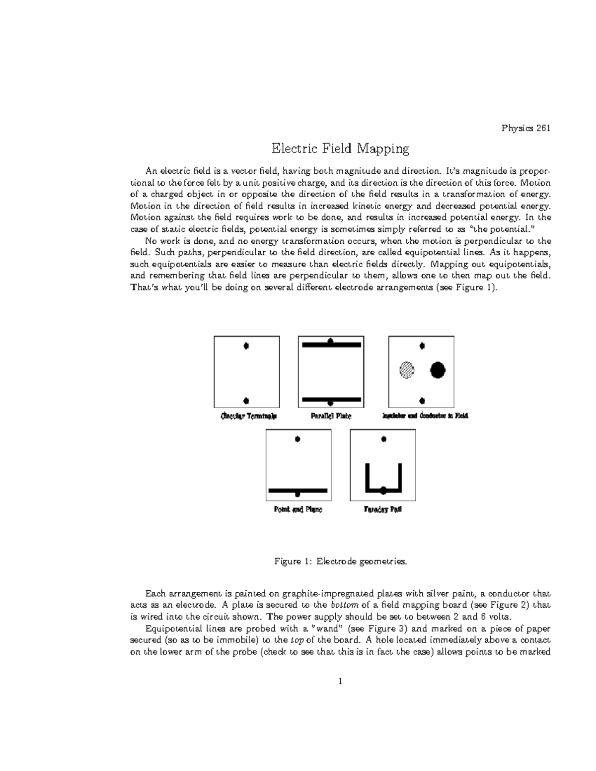 Write-ups and Instructions - Physics 261 Electric Field Mapping An ...