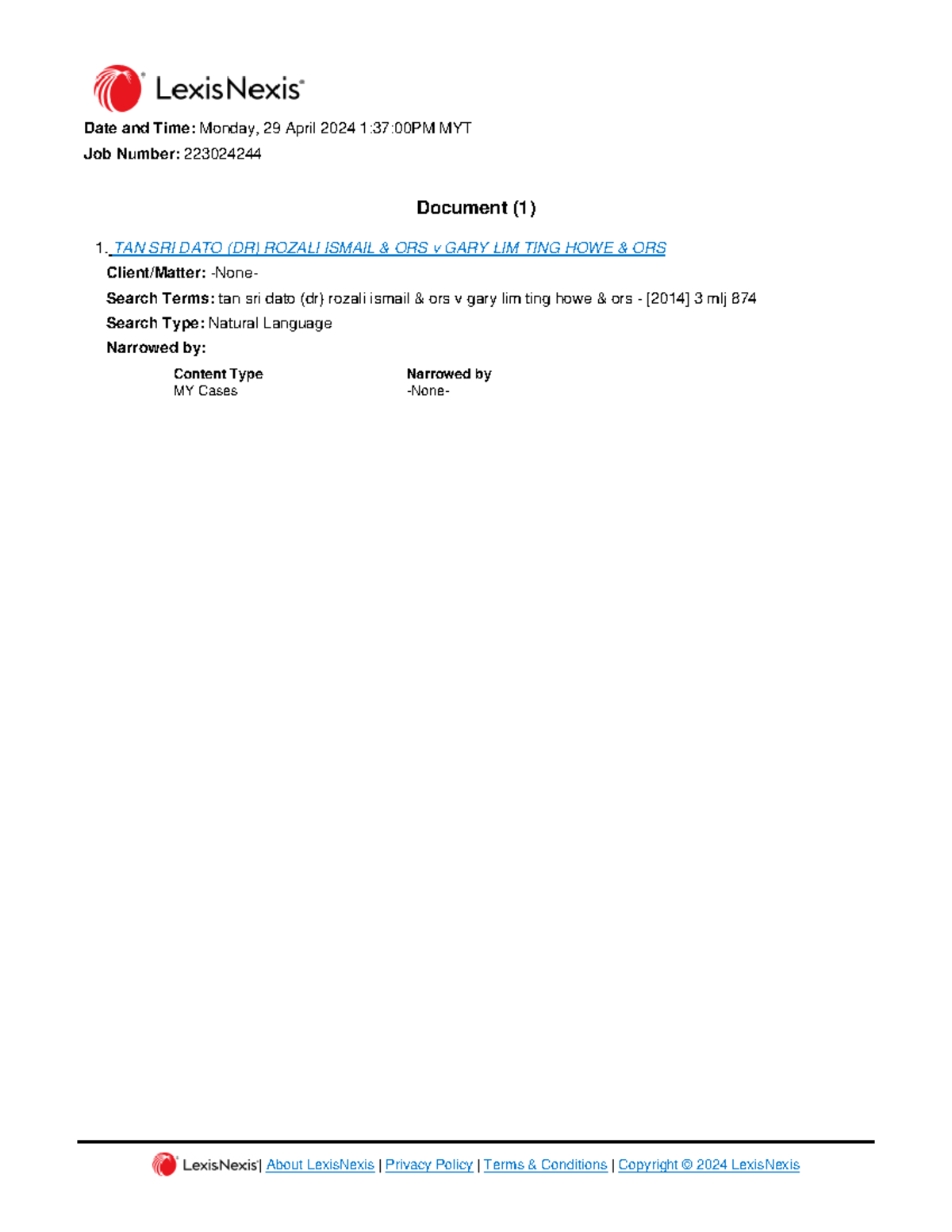 TAN SRI DATO (DR) Rozali Ismail & ORS v GARY LIM TING H - | About ...