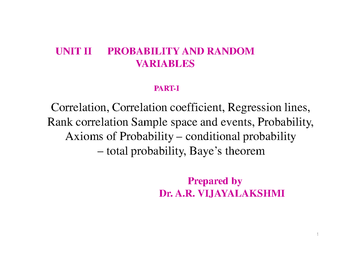 Unit 2 MR -new -part 1 [Compatibility Mode] - UNIT II PROBABILITY AND RANDOM VARIABLES ...