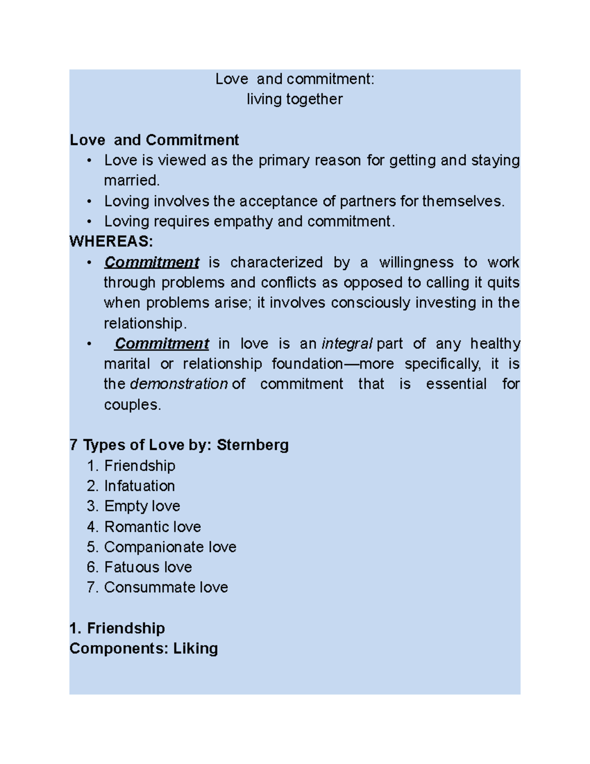 Midterm Reports - lecture notes - Love and commitment: living together ...