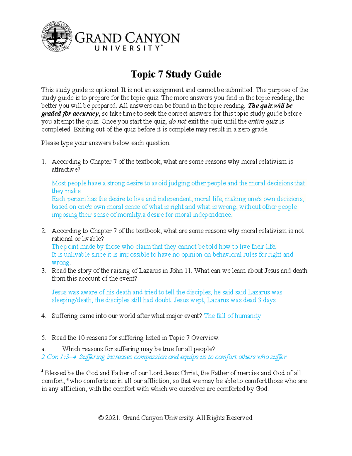 CWV 301 RS T7Study Guide Online - Topic 7 Study Guide This study guide ...