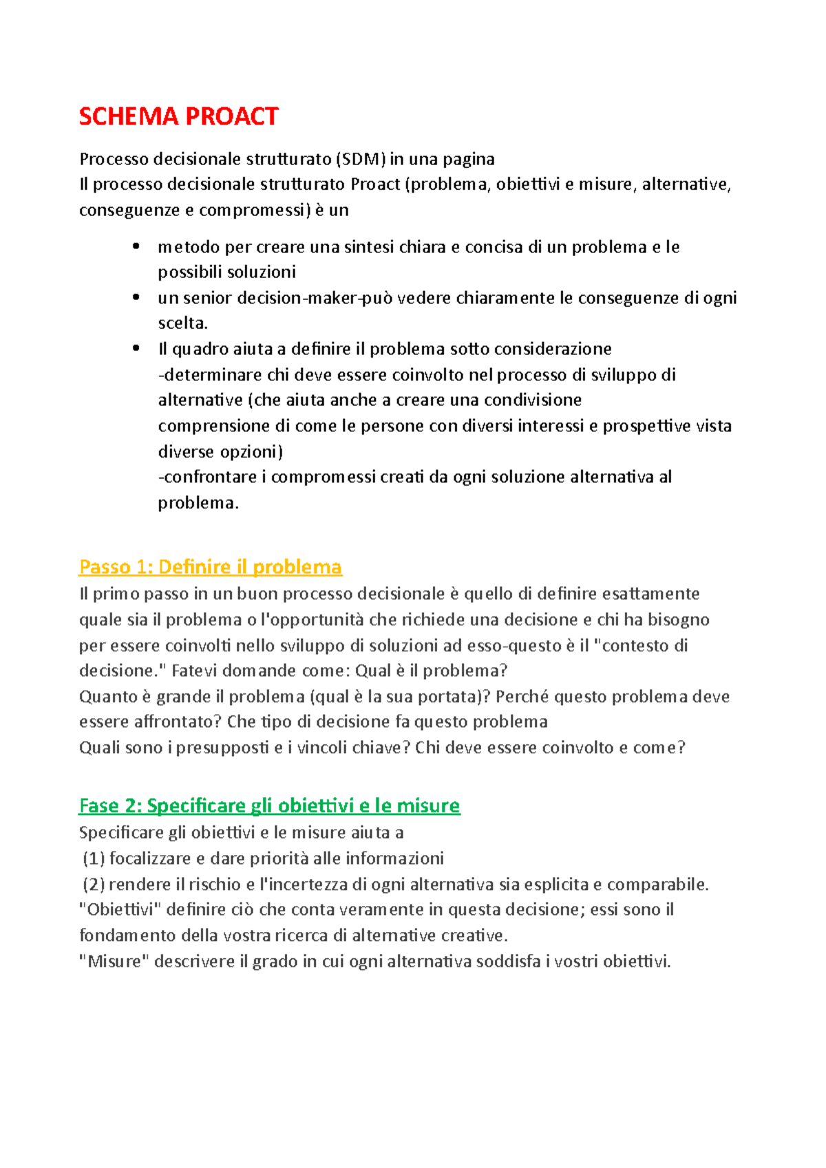 Schema Proact - SCHEMA PROACT Processo decisionale strutturato (SDM) in ...
