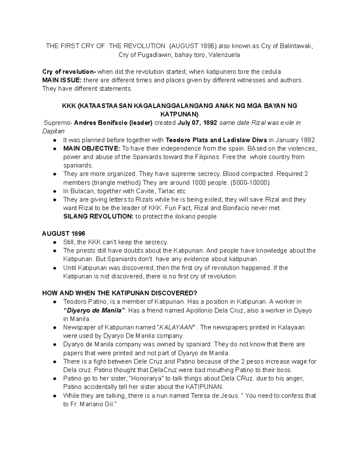 THE First CRY OF THE Revolution - THE FIRST CRY OF THE REVOLUTION ...