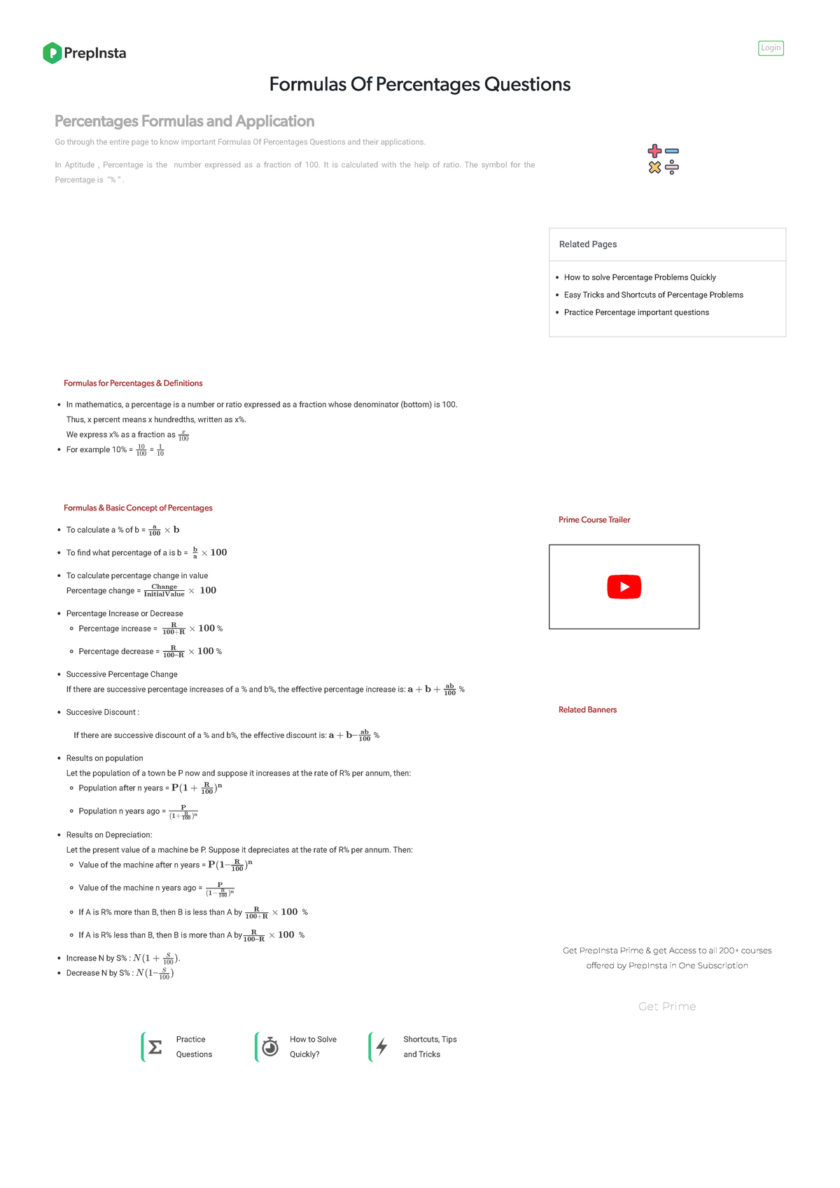 Formulas Of Percentages Questions Prep Insta - ####### Login Formulas ...