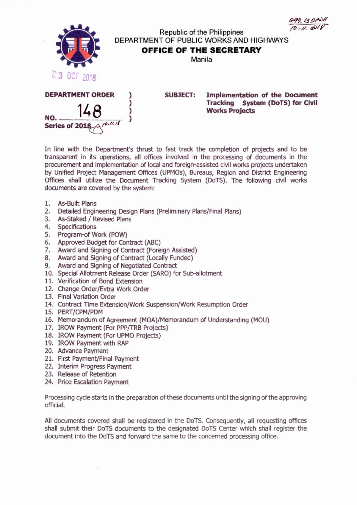 DO 148 s2018 - essay - Of'!' 3 OCT 2018 R e p u b lic o f th e P h ilip ...