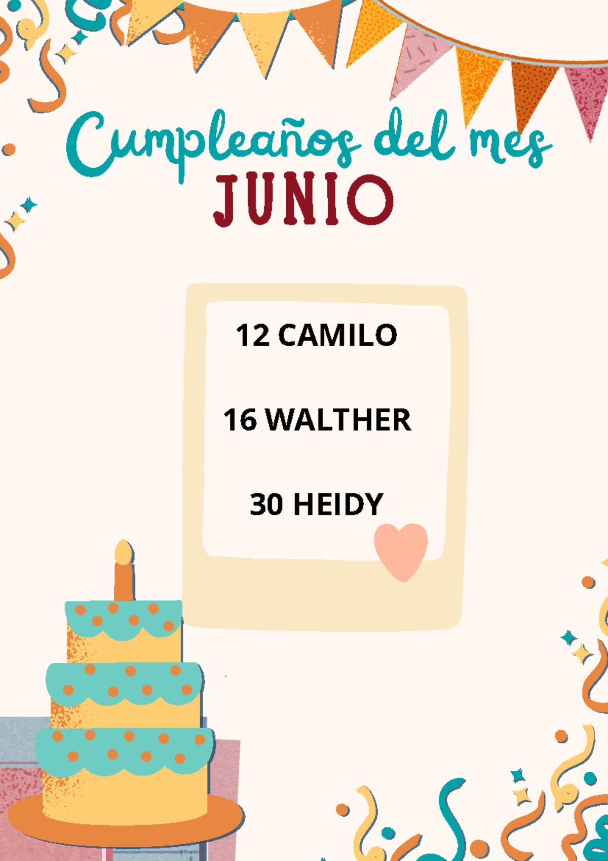 Documento A4 cumpleaños del mes ilustrado pastel naranja y amarillo - arte - J U N I OJ U N I O ...