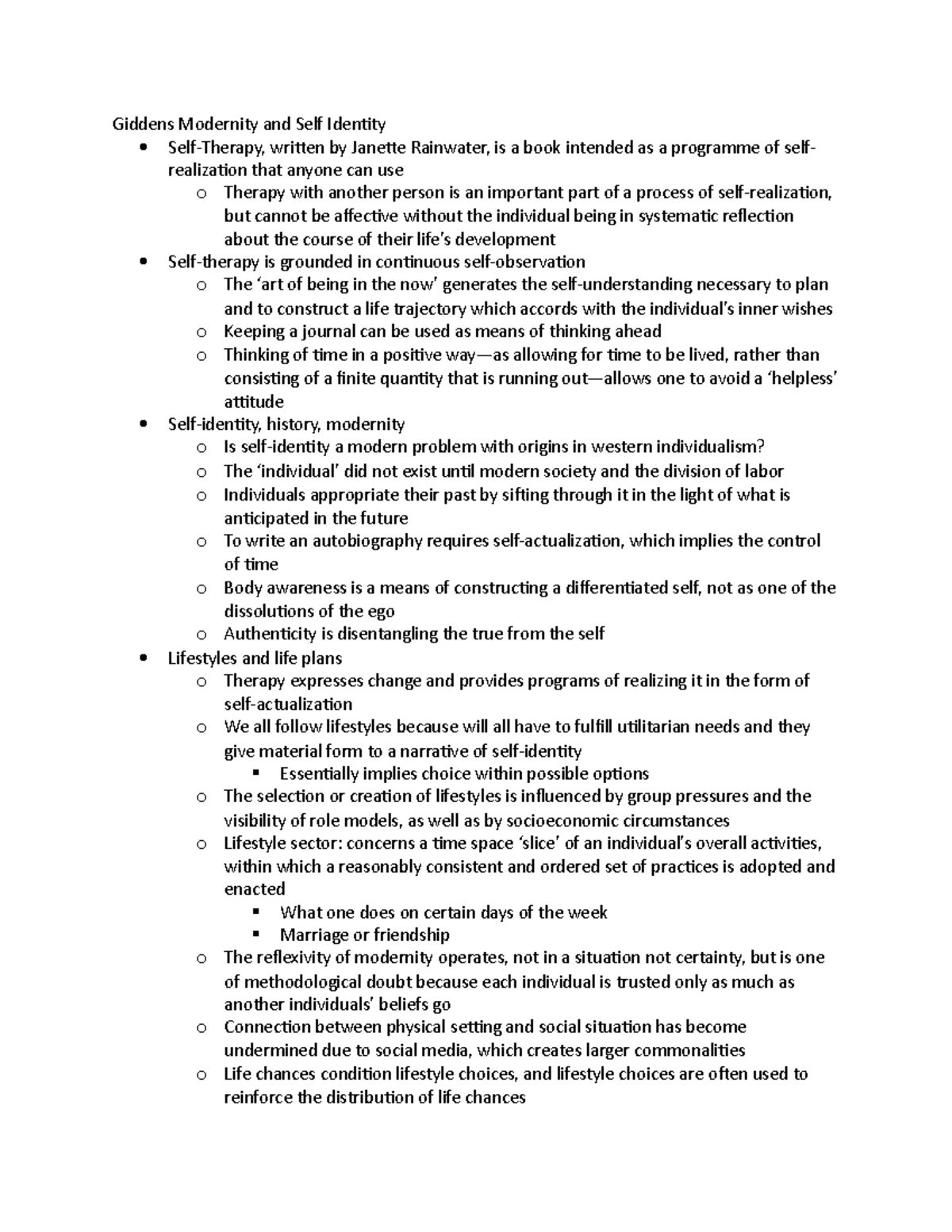 Body, Dress, Identity Week 2 - Giddens Modernity and Self Identity Self ...