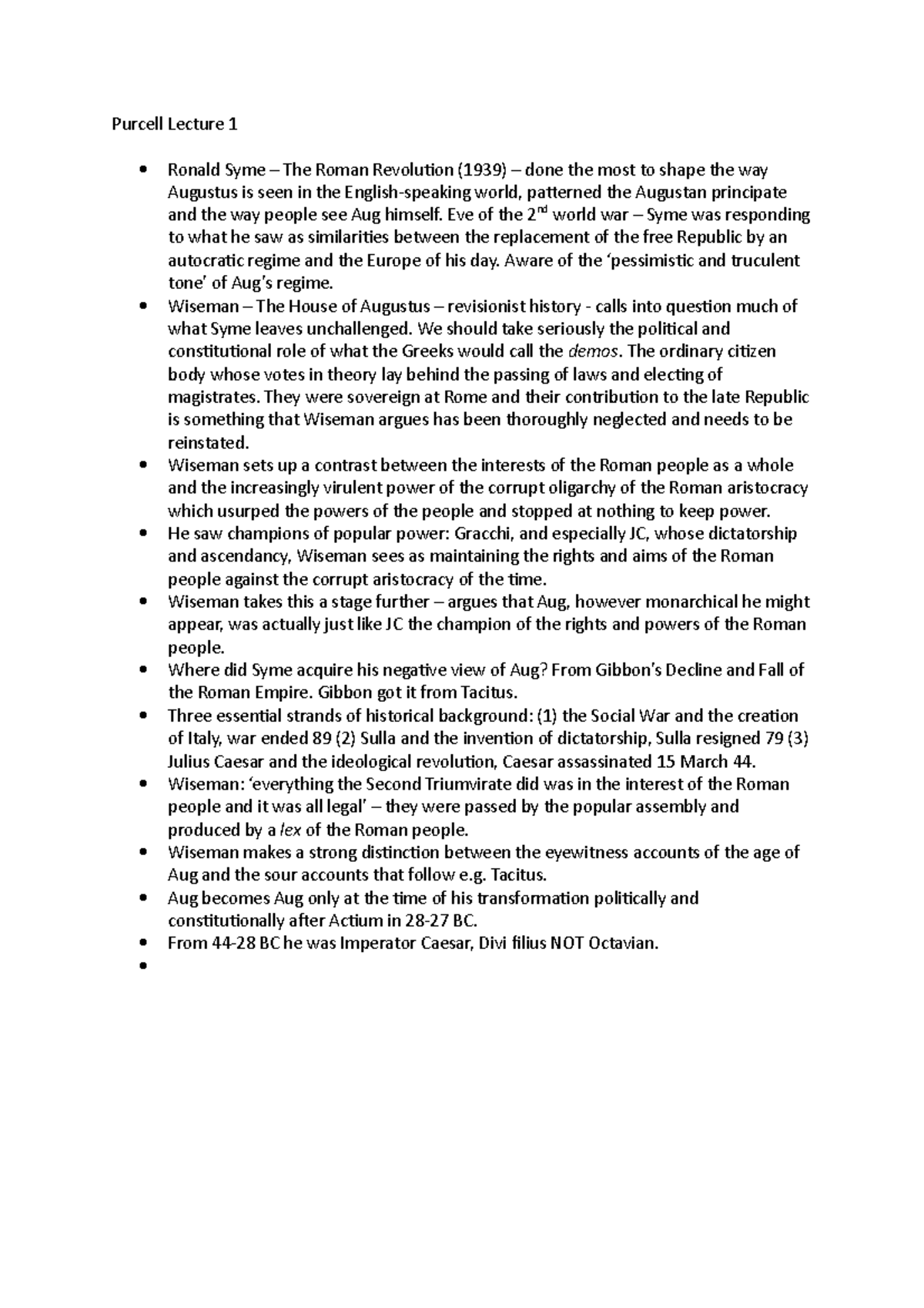 Purcell Lecture 1 - populus Romanus - Purcell Lecture 1 Ronald Syme The ...