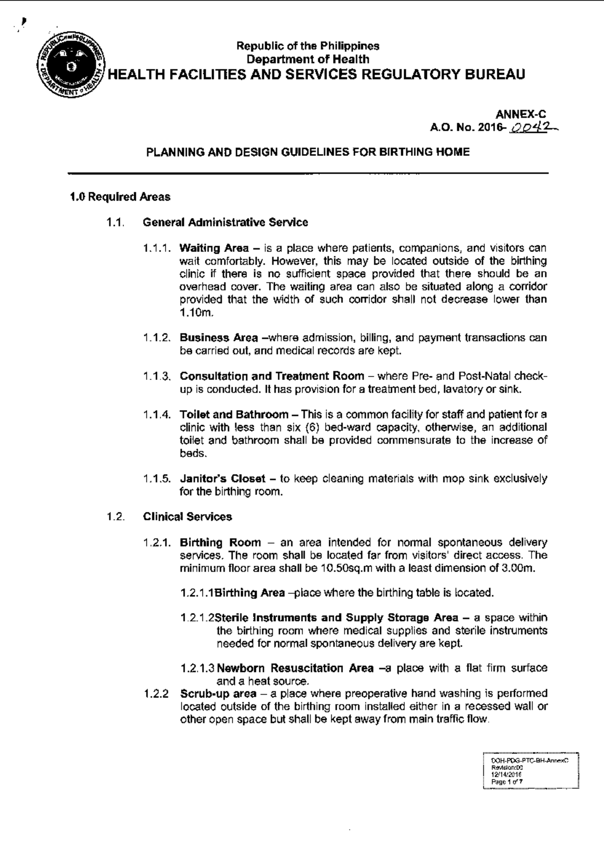 Planning and Design Guidelines for Birthing Home 2 21 2023 - , ANNEX-C ...