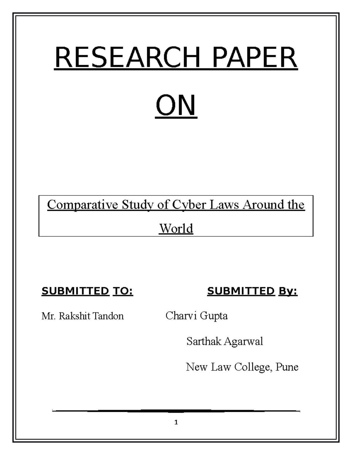 Comparative Study of Cyber Laws Around the World by Charvi Gupta ...