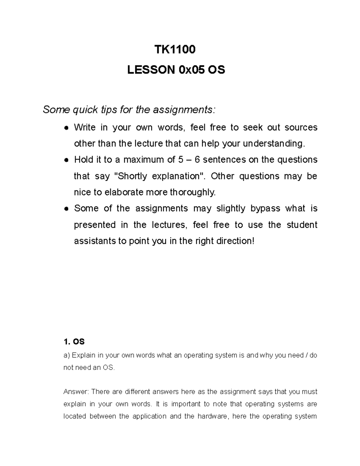 TK1103 Exercises Lesson 0x05 OS + Answers - TK LESSON 0x05 OS Some ...