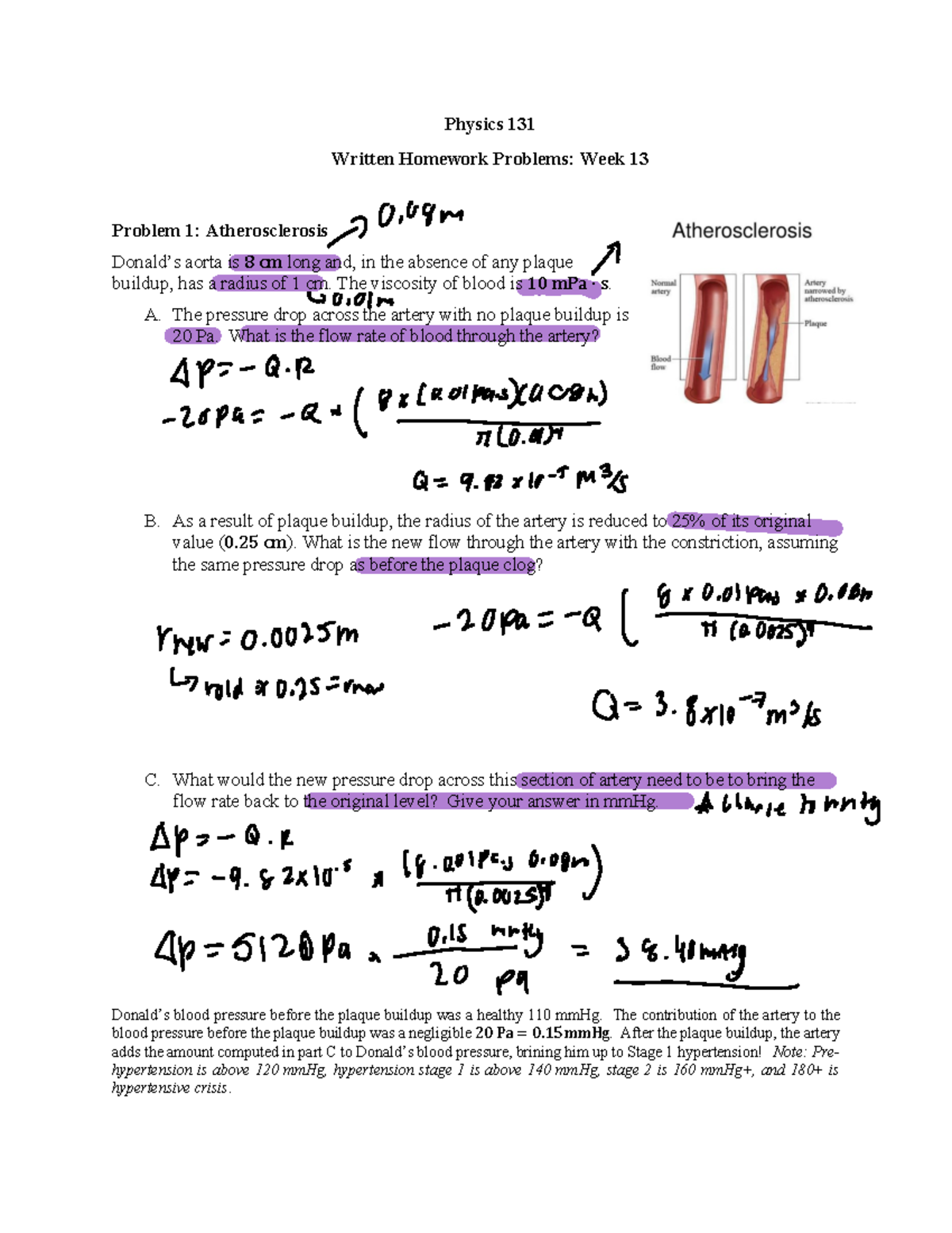 Week13 More Fluids Written - Physics 131 Written Homework Problems: Week 13 Problem 1: - Studocu