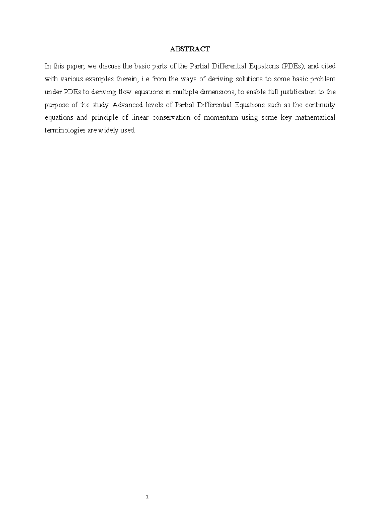 Paper on Partial Differential Equation - ABSTRACT In this paper, we ...