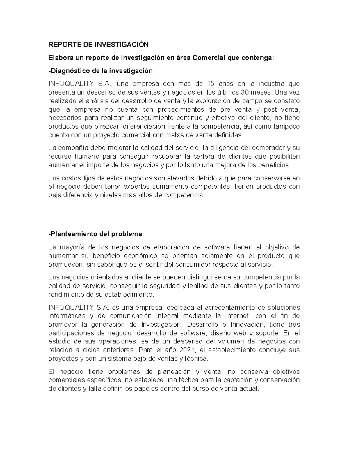 Reporte DE Investigación - REPORTE DE INVESTIGACIÓN Elabora un reporte ...