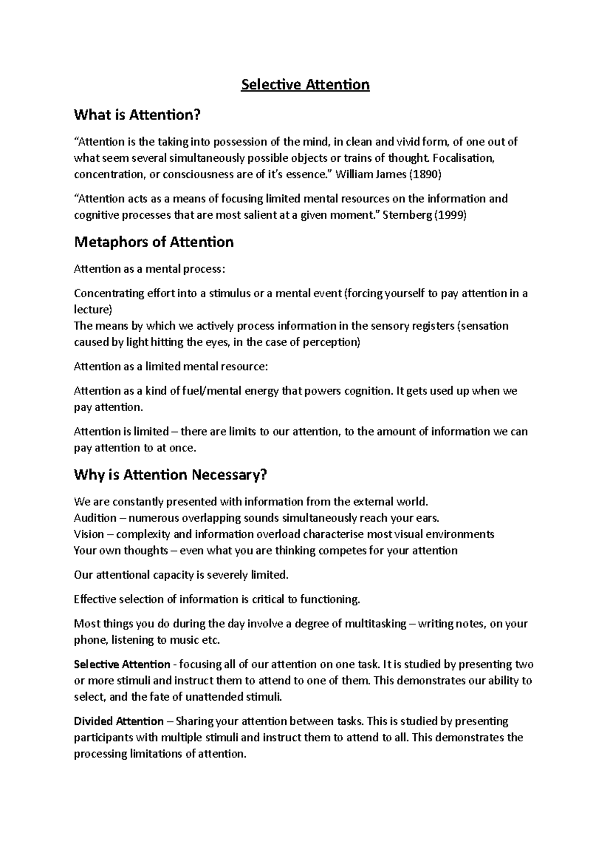 Selective Attention - Selective Attention What is Attention? “Attention ...