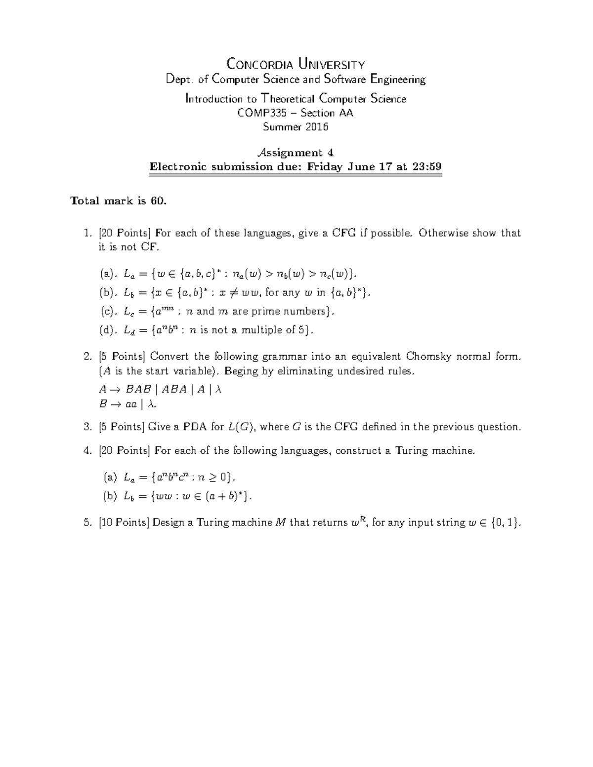 Seminar Assignments Assignment 4 Solutions Concordia University Dept Of Computer Science