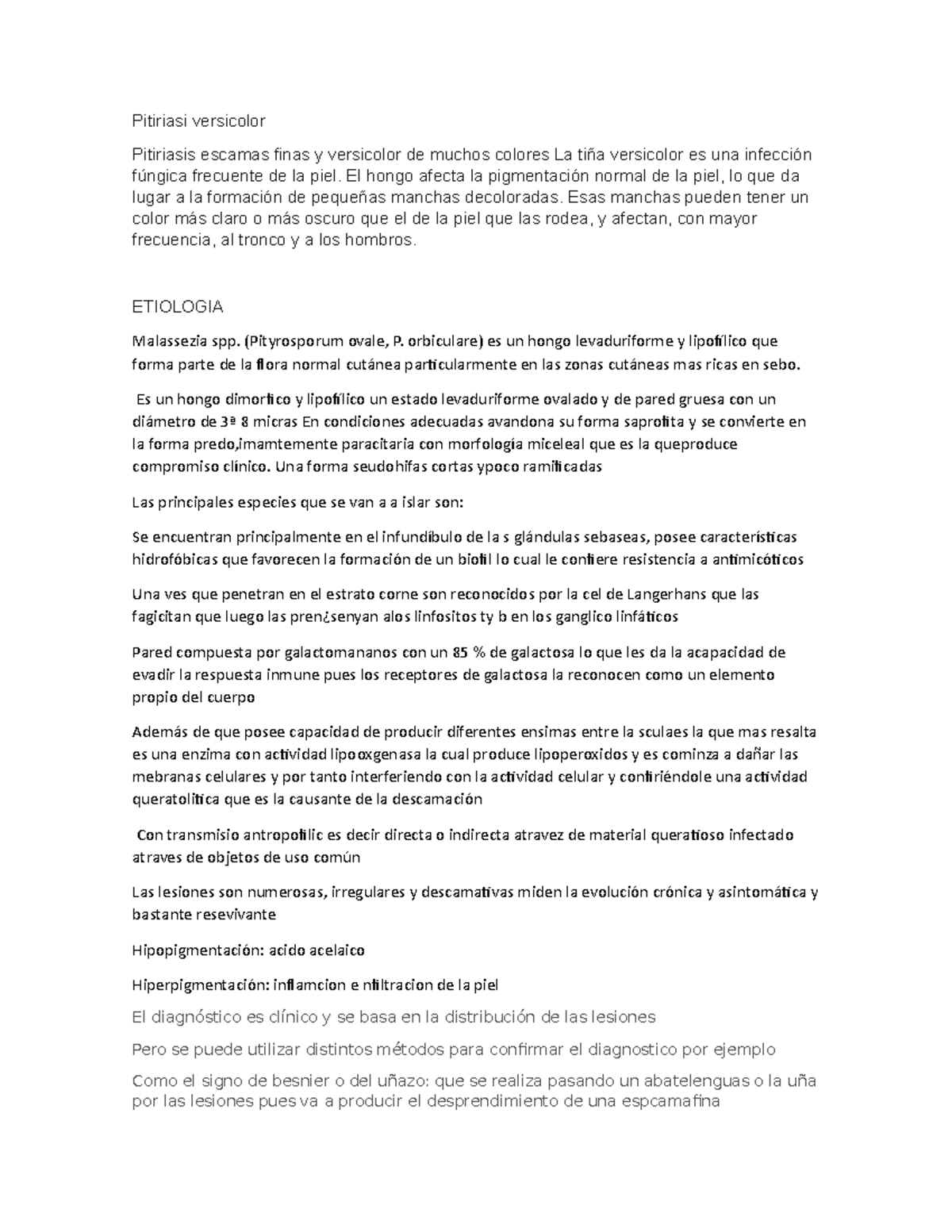 Pitiriasi versicolor - Pitiriasi versicolor Pitiriasis escamas finas y ...